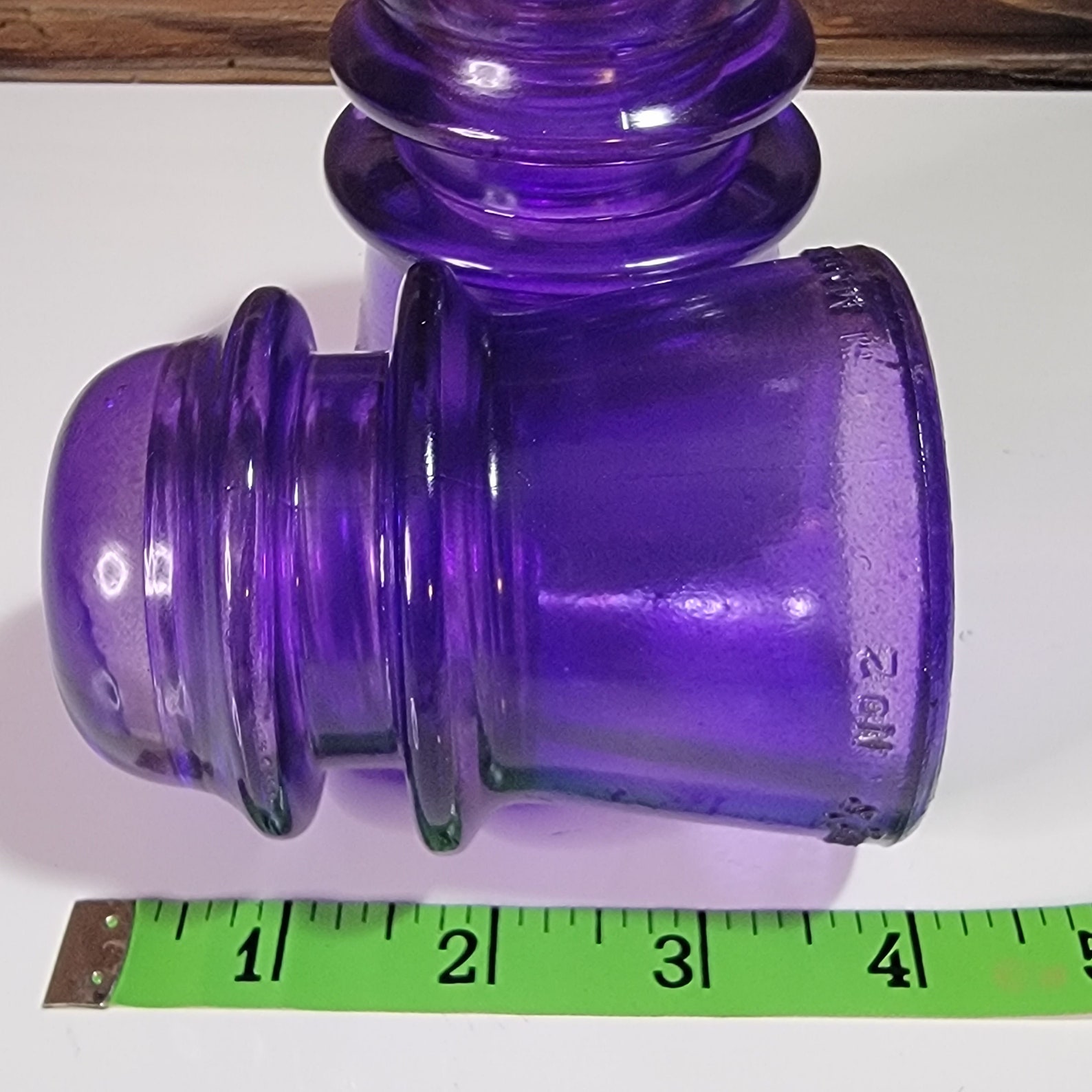 2 Authentic Vintage Medium Size Glass Insulators Stained Purple. Set of ...