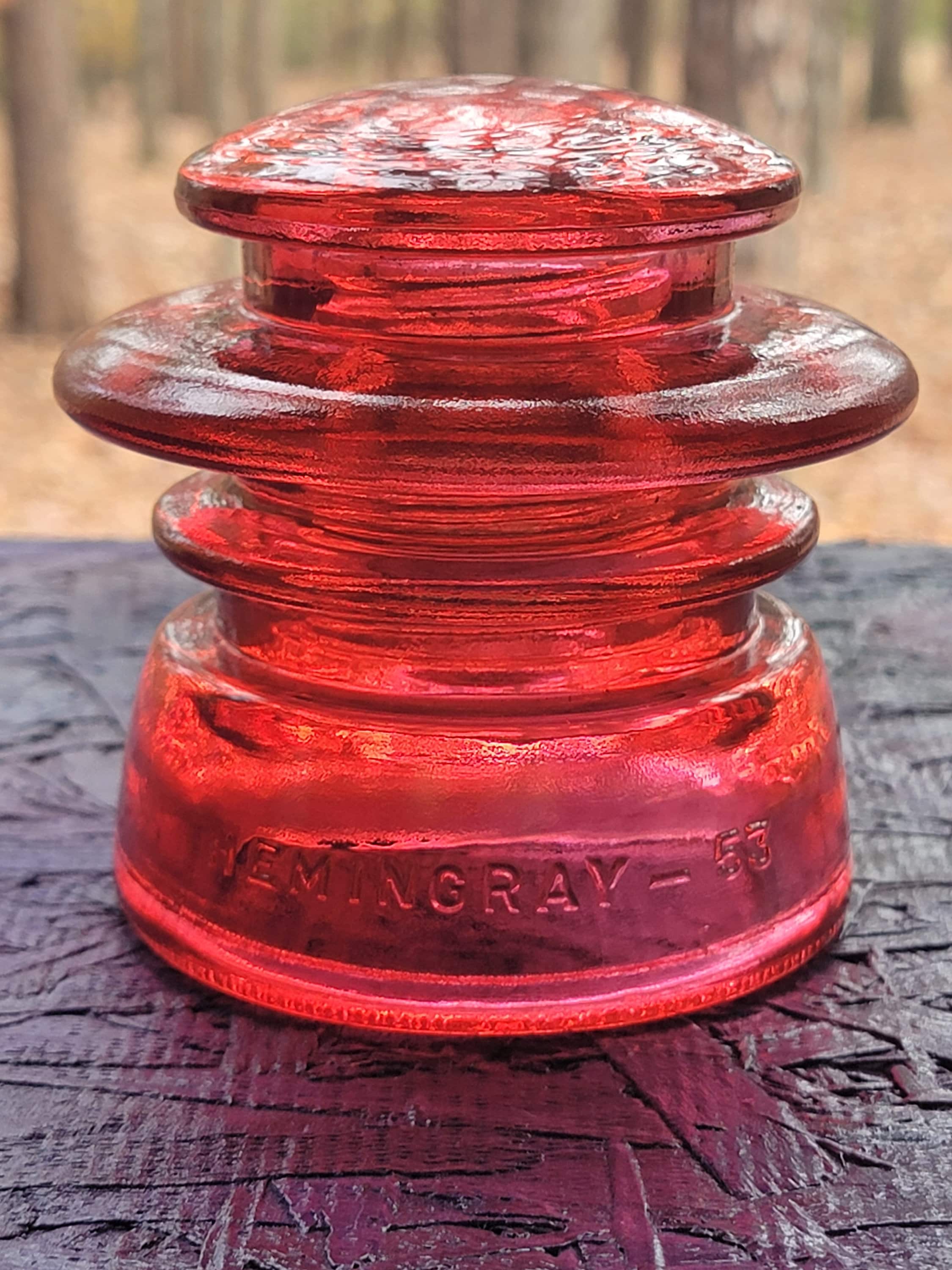 Hemingray 53 Antique Glass Insulator Stained Bright Red Industrial ...