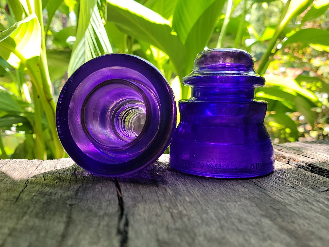 Glass Insulators Set of 2 Colorized Purple Violet Vintage Insulators ...