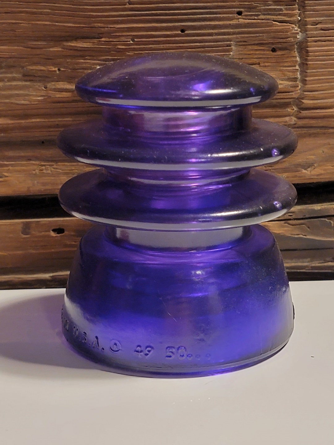 Antique Glass Insulator Violet Purple Colorized Decorative Industrial ...