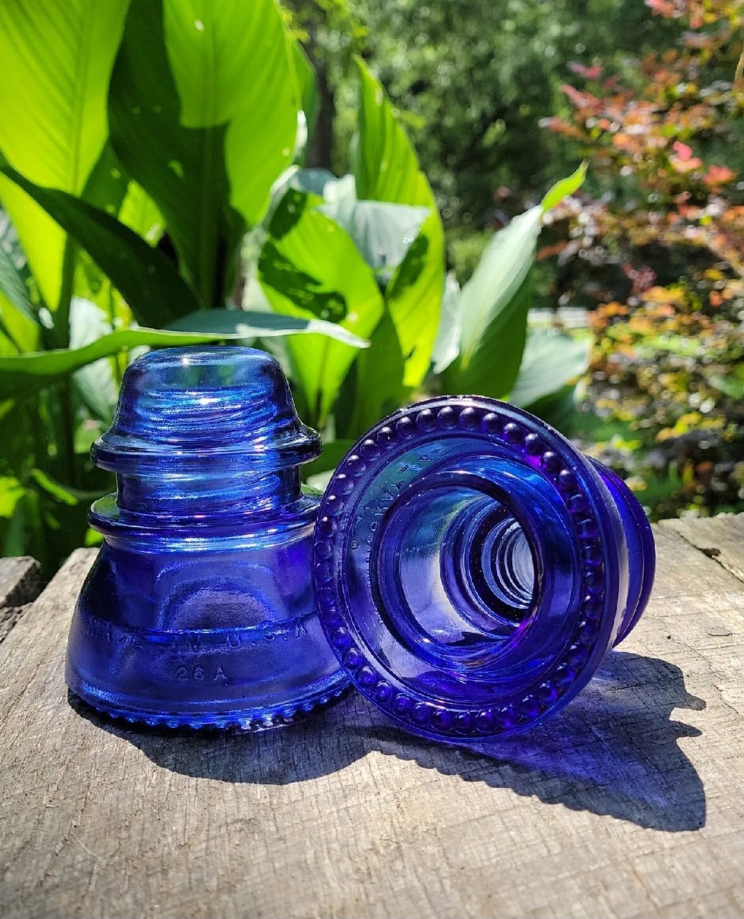 2 Vintage Hemingray 42 Glass Insulators | Colorized | Cobalt Blue ...