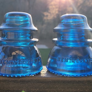 Two Hemingray 42 Glass Insulators-colorized | Cobalt Blue Collectible ...