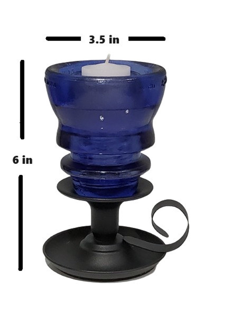 Vintage Colorized Cobalt Blue Glass Insulator Candle Railroad Telegraph ...
