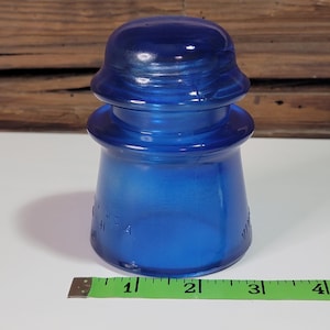 2 Authentic Vintage Medium Size Glass Insulators Colorized Cobalt Blue ...