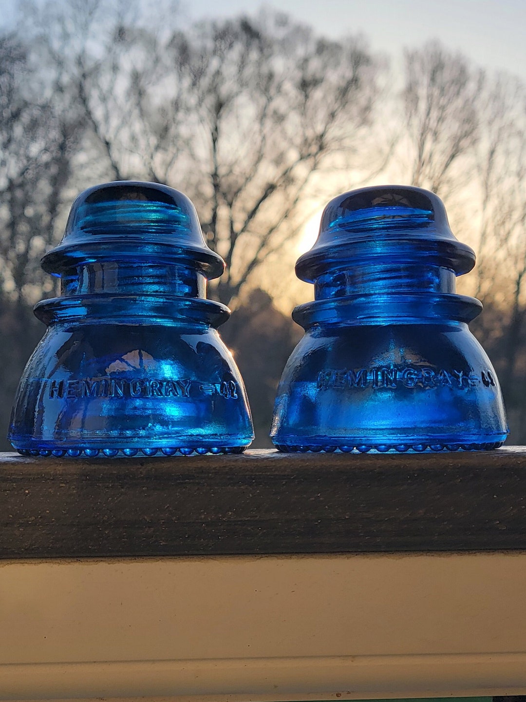 Two Hemingray 42 Glass Insulators-colorized | Cobalt Blue Collectible ...