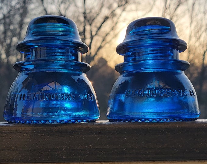 Two Hemingray 42 Glass Insulators-colorized | Cobalt Blue Collectible ...