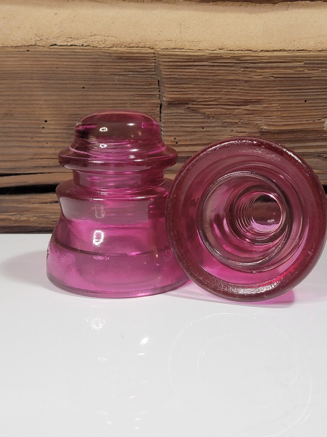 Vintage Pink Glass Insulators, Set of 2, Antique Stained Decor - Etsy