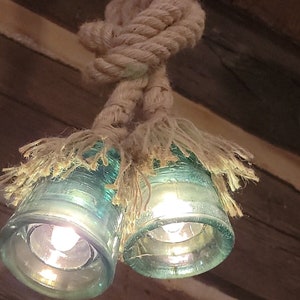 Hanging Rope Light With Glass Insulators and Cord With On/off Toggle ...