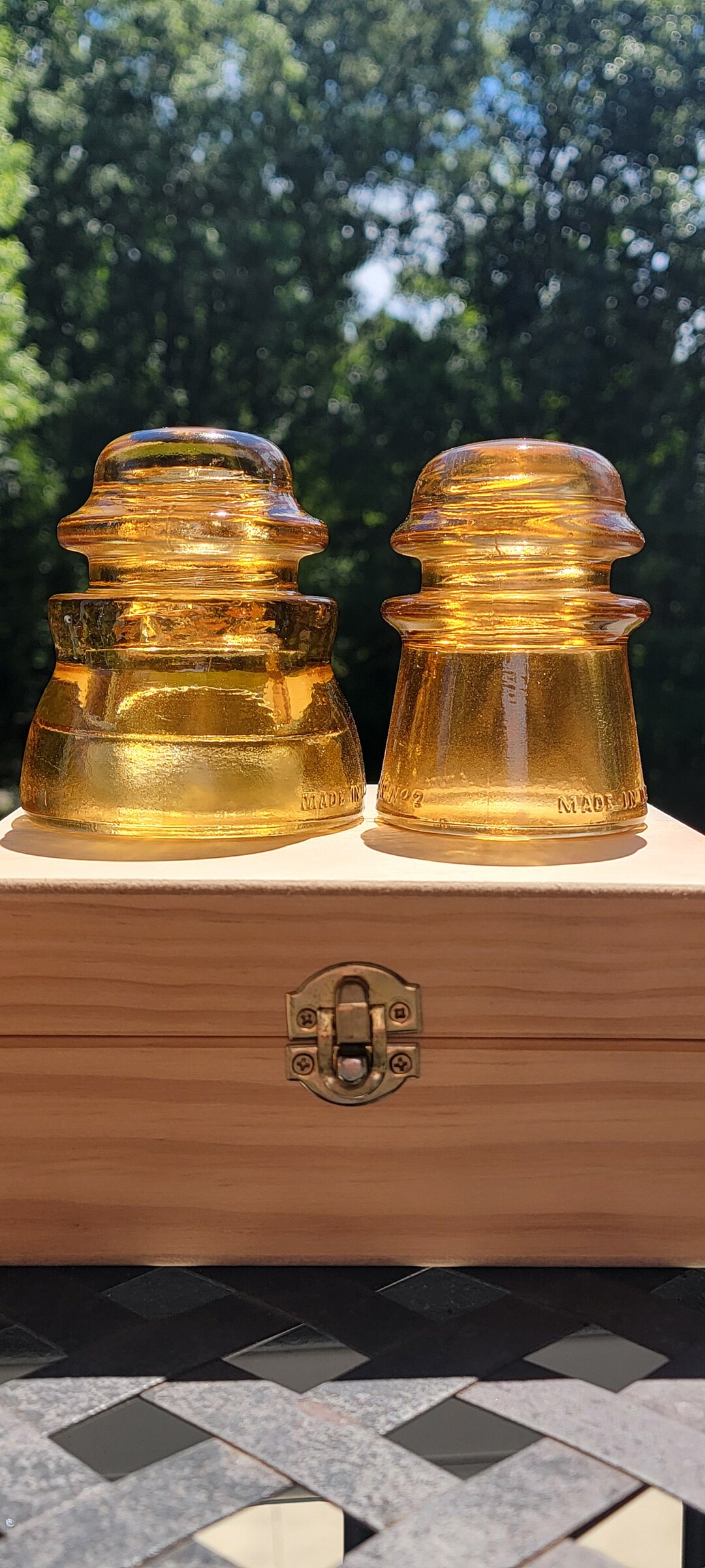 Vintage Amber Glass Insulator Set, Colorized Decorative Accents - Etsy