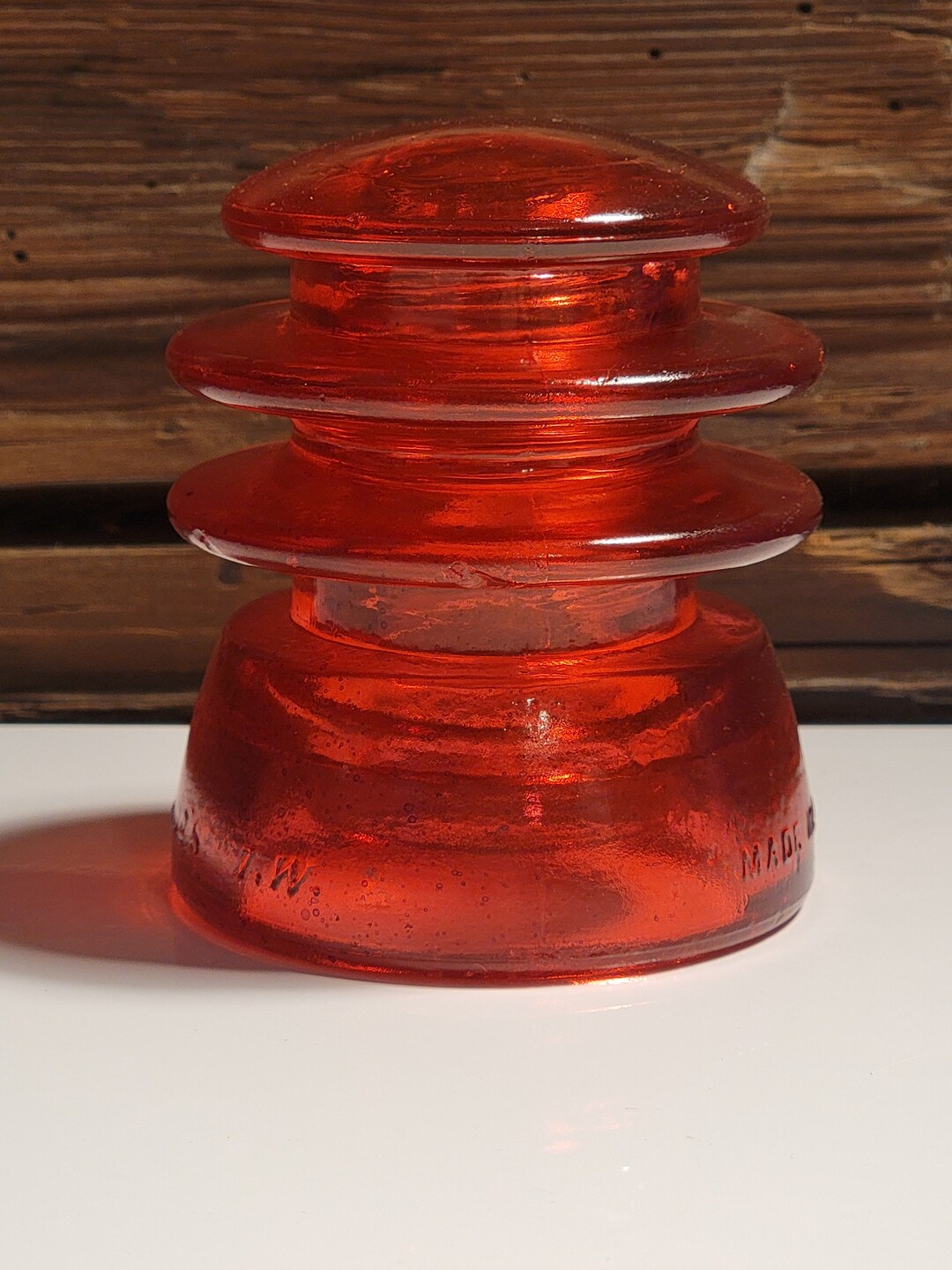 Antique Glass Insulator Cherry Red Colorized Decorative Industrial ...