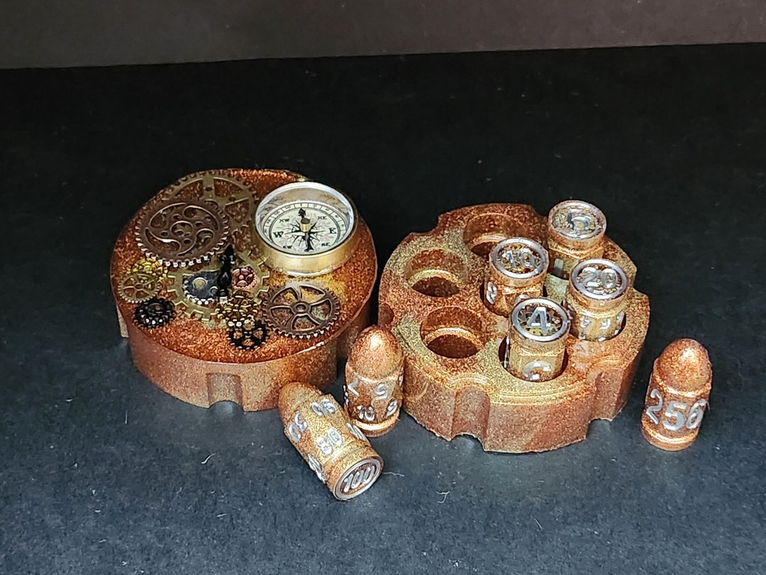 Dnd Bullet Dice 7 Piece Set Steampunk Gunslinger 009 With Custom ...