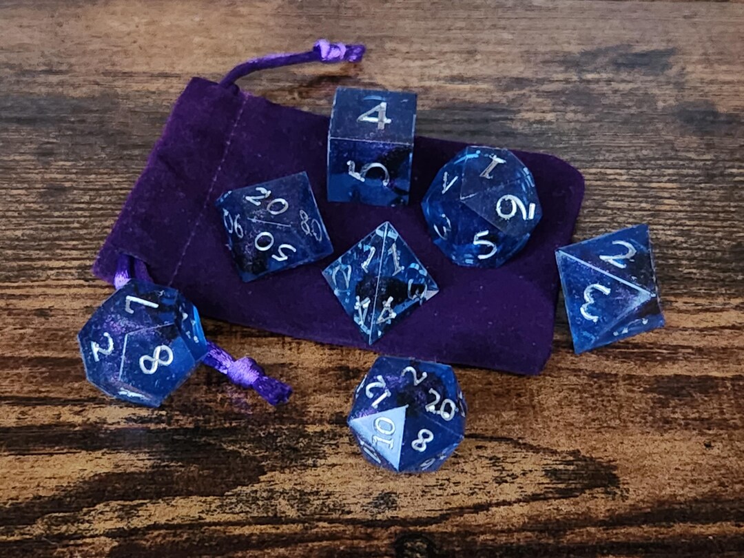 Dnd 7 Piece Dice Midnight Raven #01 With 3D Printed Ravens and Skulls ...