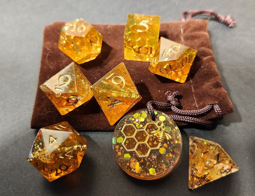 Dnd 7 Piece Dice Set Honey Bees Handmade Custom: Set 001 - Etsy