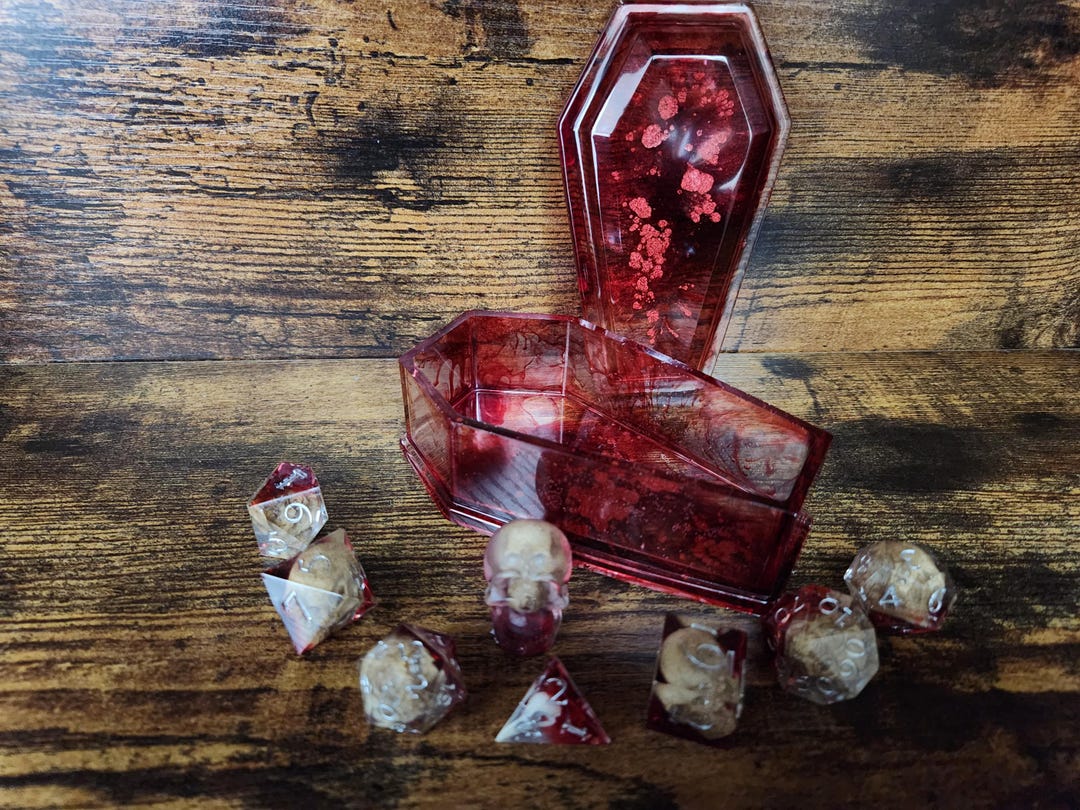 Dnd 7 Piece Dice Crypt Keeper #004 With Skulls and Coffin Storage Box - Etsy