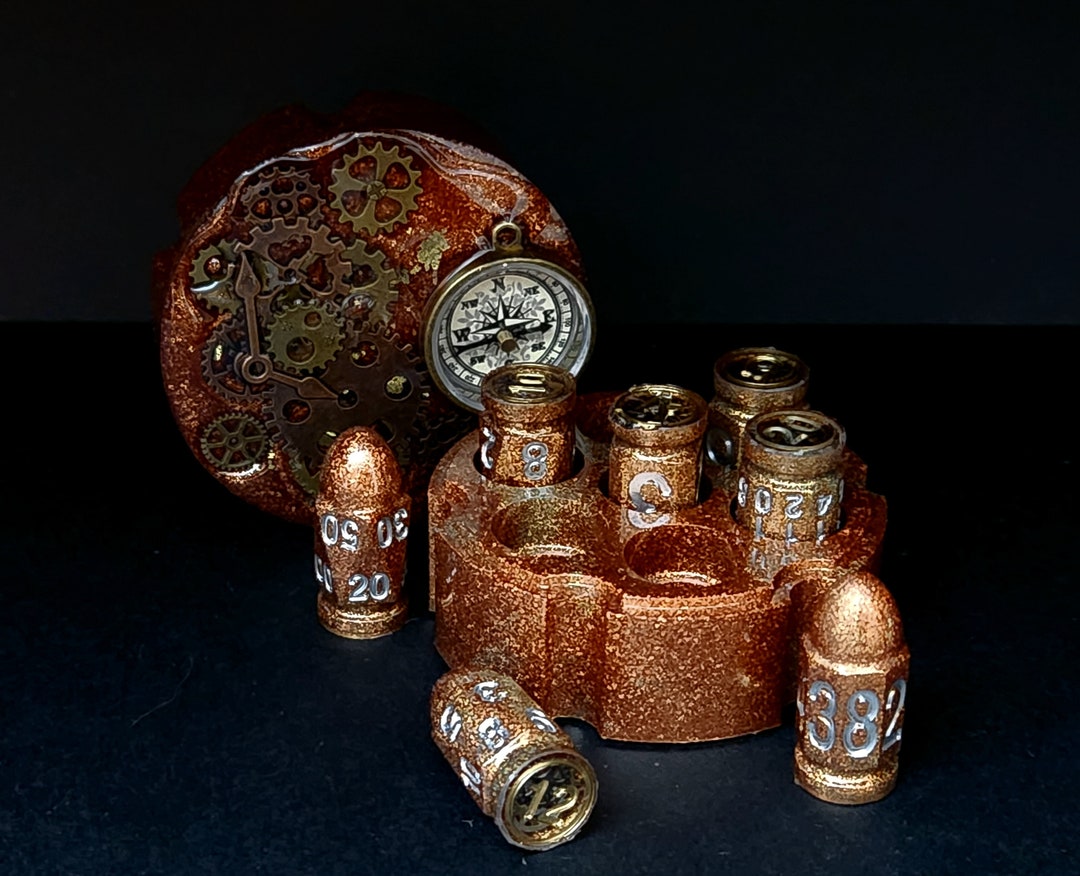 Dnd Bullet Dice 7 Piece Set Steampunk Gunslinger #010 With Custom ...