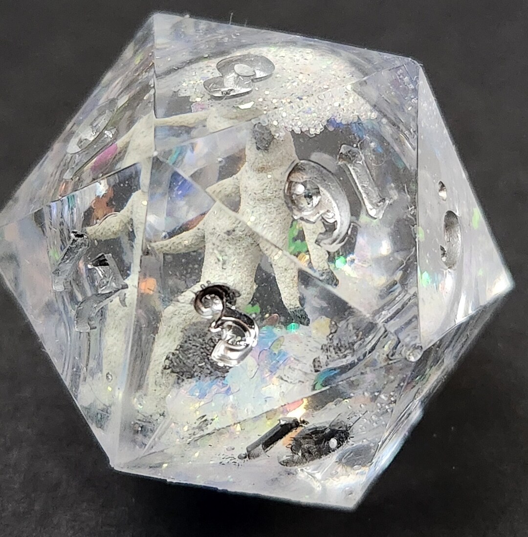 Dnd 33mm Chonk D20 Yeti 001 Liquid Core Snow Globe Handmade minor ...