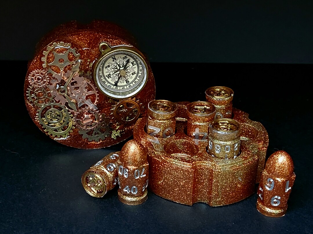 Dnd Bullet Dice 7 Piece Set Steampunk Gunslinger #011 With Custom ...