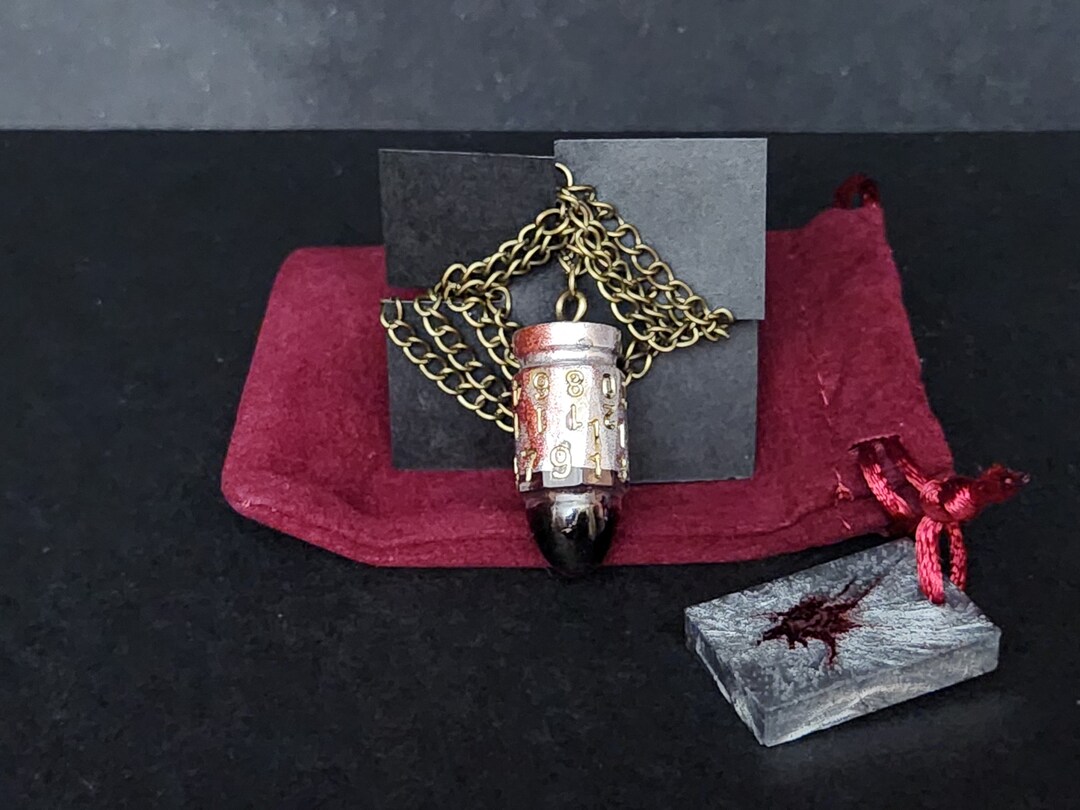 Dnd Bullet D20 Blood Tip Liquid Core on Necklace Chain 002 - Etsy
