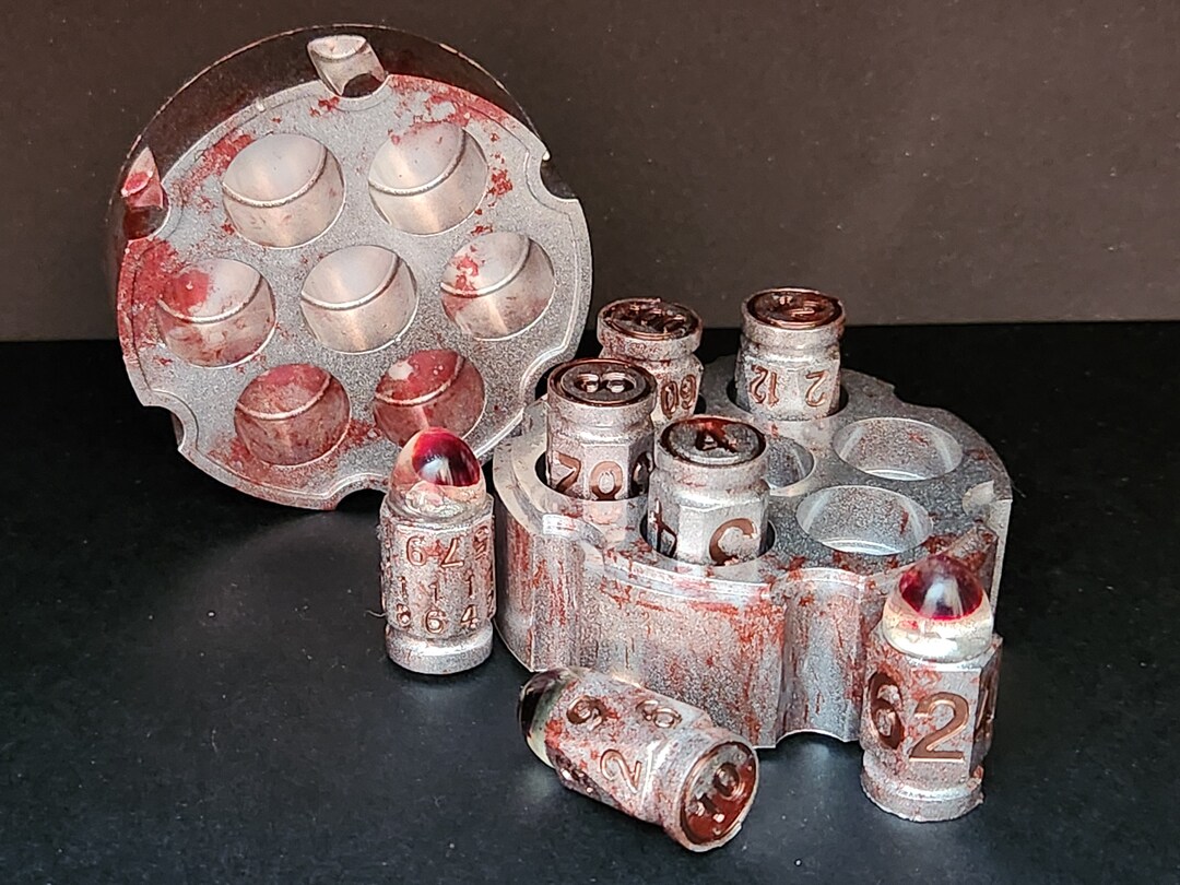 Dnd Bullet Dice 8 Piece Set Blood Tipped Gunslinger Set 004 With Custom ...