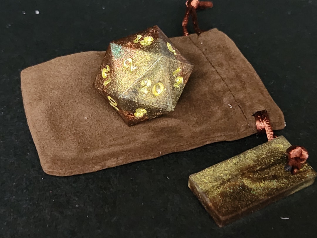 Dnd 33mm Chonk D20 Faux Tigers Eye #001 Metallic Copper & Bronze Mica ...