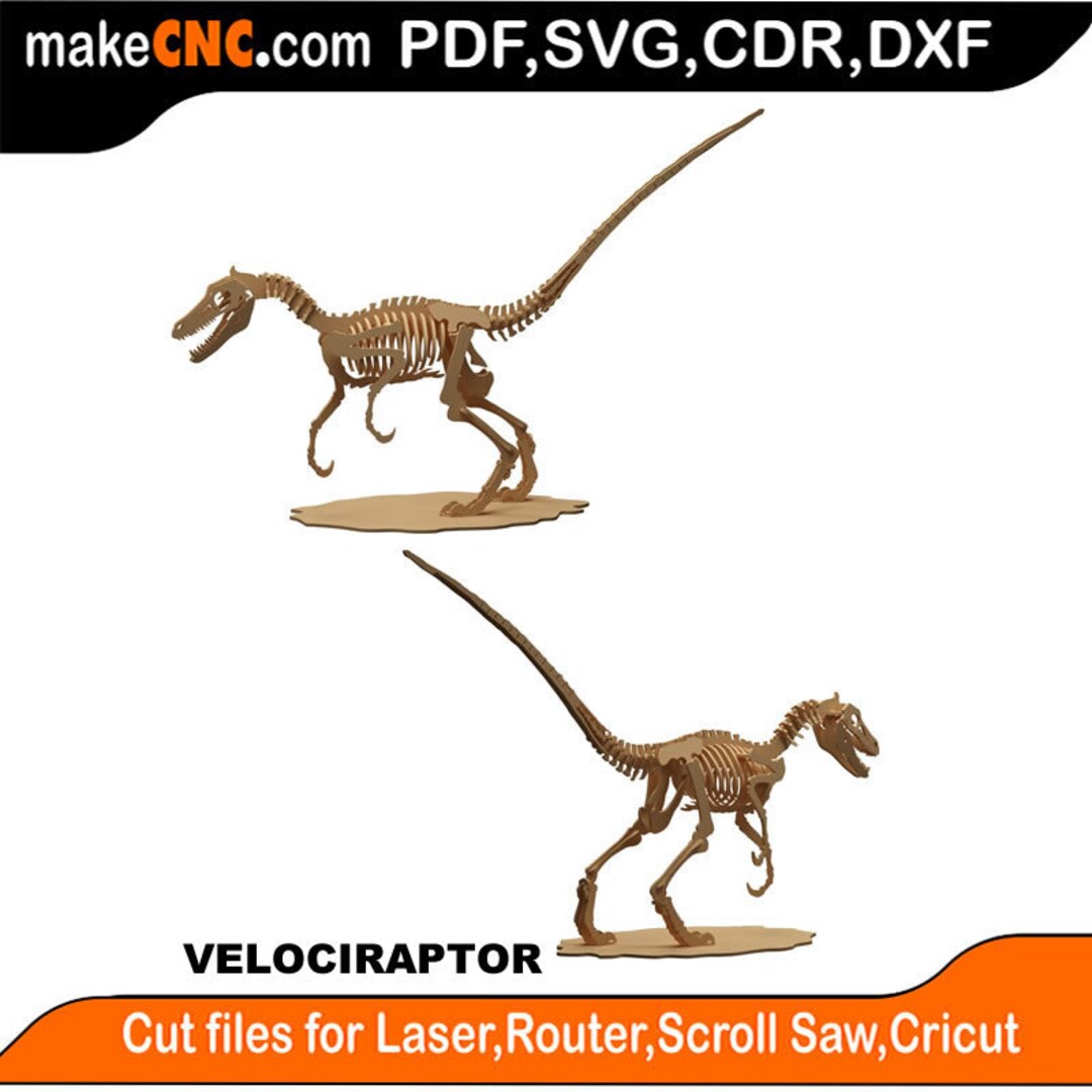 Velociraptor Anatomically Correct Dinosaur Digital Pattern Template for ...