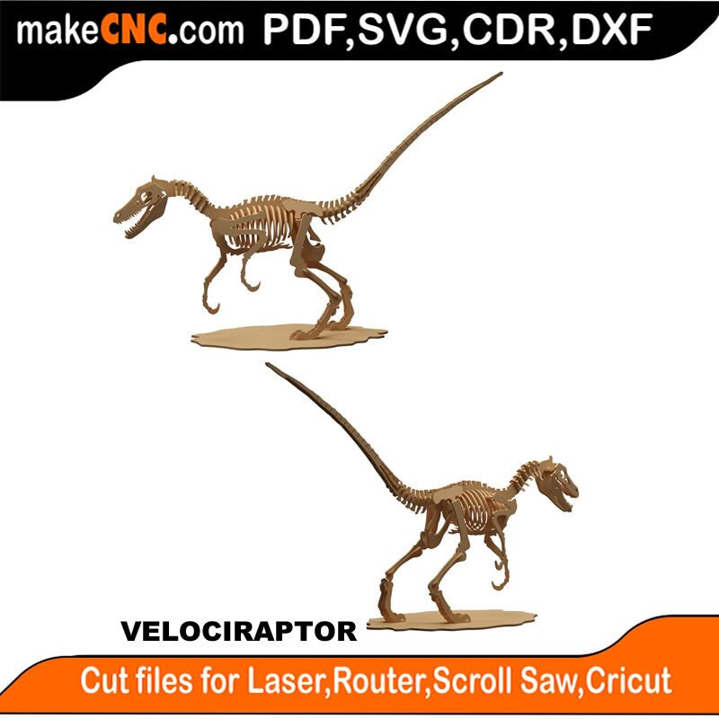 Velociraptor Anatomically Correct Dinosaur Digital Pattern Template for ...