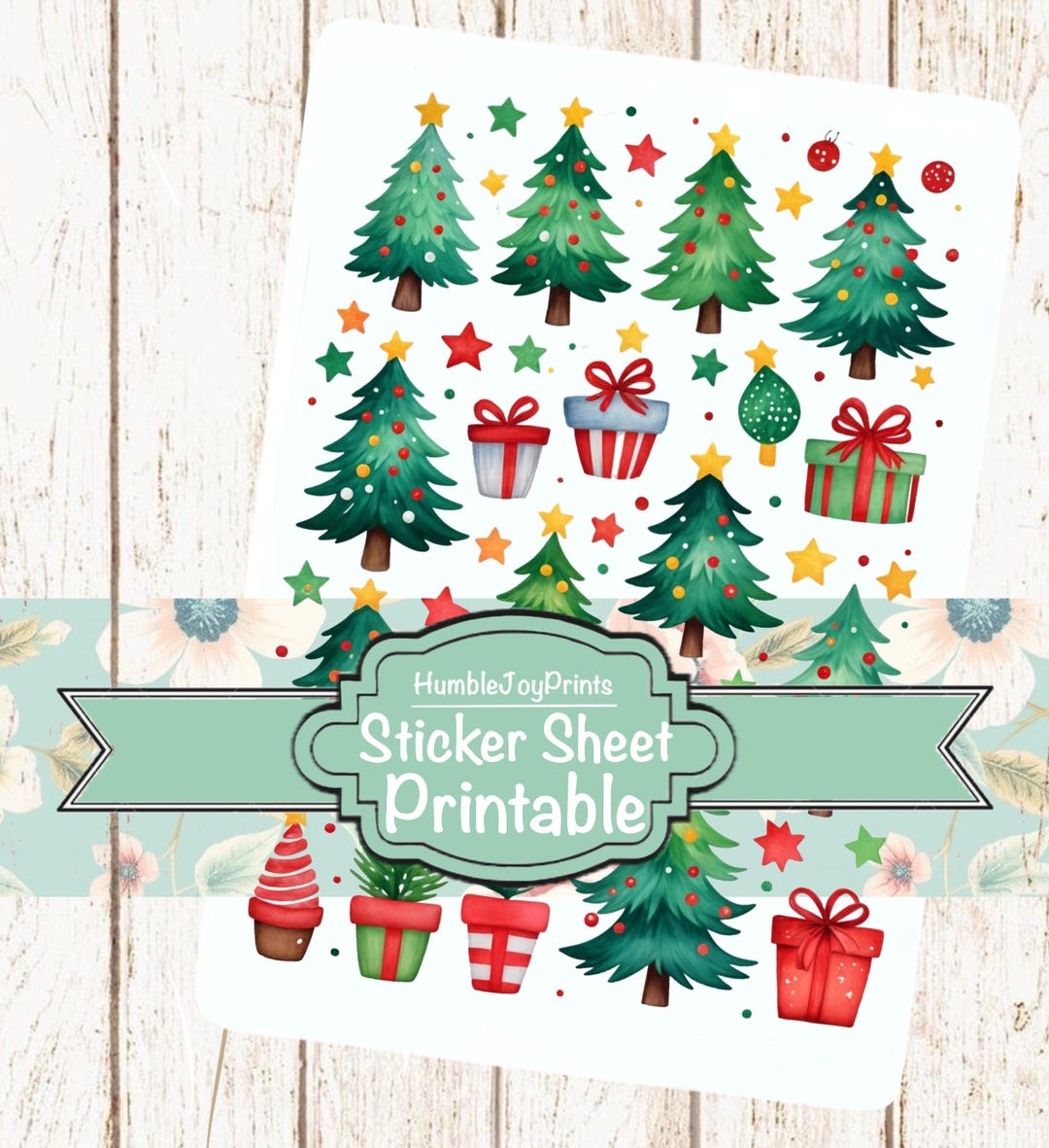 Printable Sticker Sheet, Christmas Stickers, Junk Journal, Sticker ...
