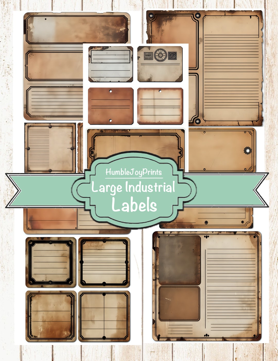 Large Grunge Labels, Tags, Steampunk Labels, Penpal, Junk Journal ...