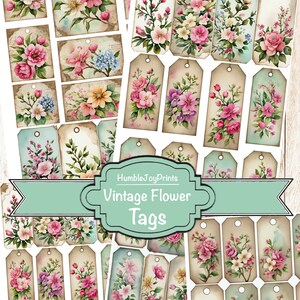 Vintage Flower Tags, Labels, Printable Kit, Penpal, Junk Journal ...