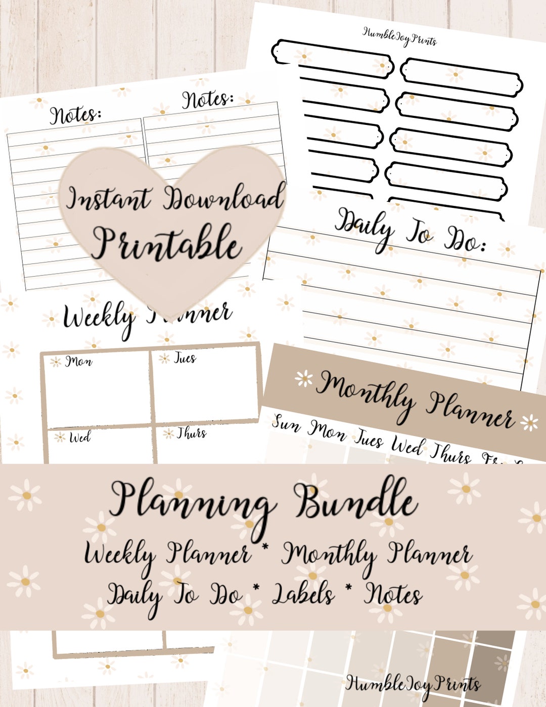 Neutral Planner Bundle Printable Instant Download, Weekly Planner ...