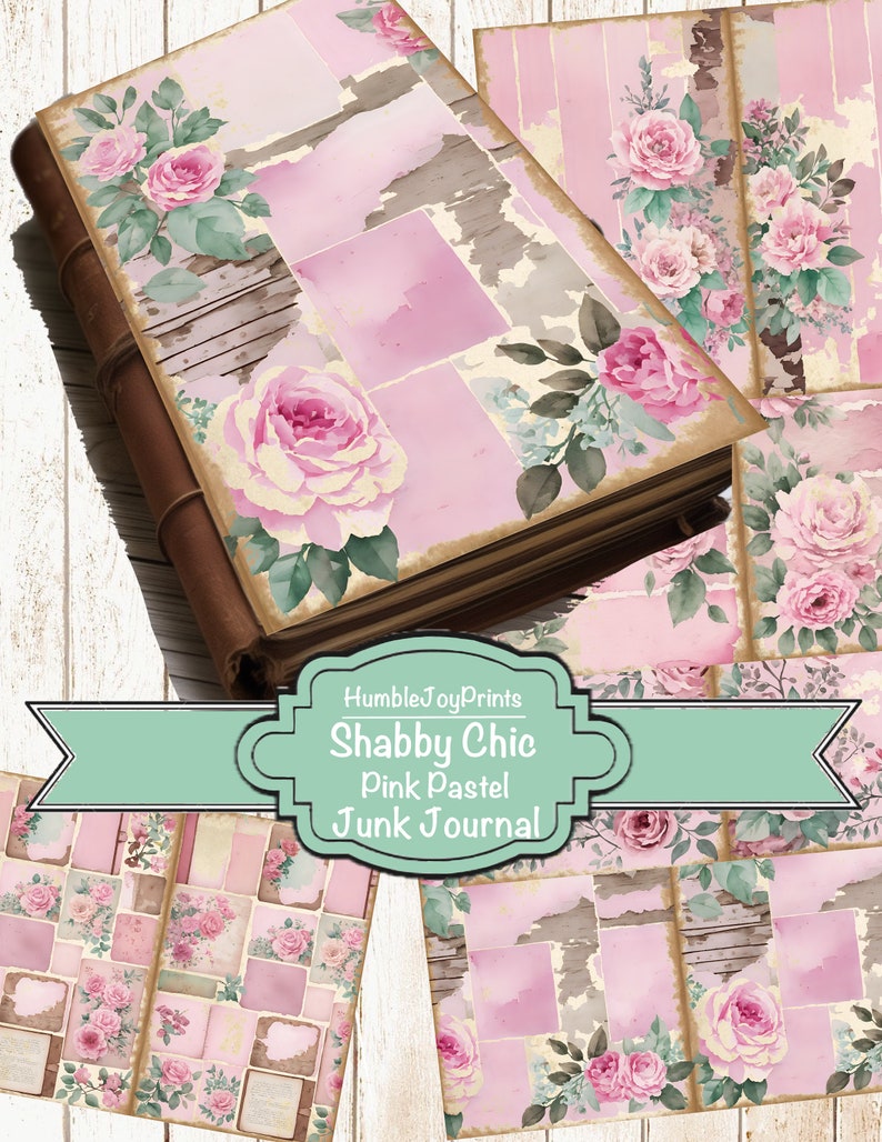 Shabby Chic Pink Pastel Junk Journal Kit, Printable Journal Kit, Shabby ...