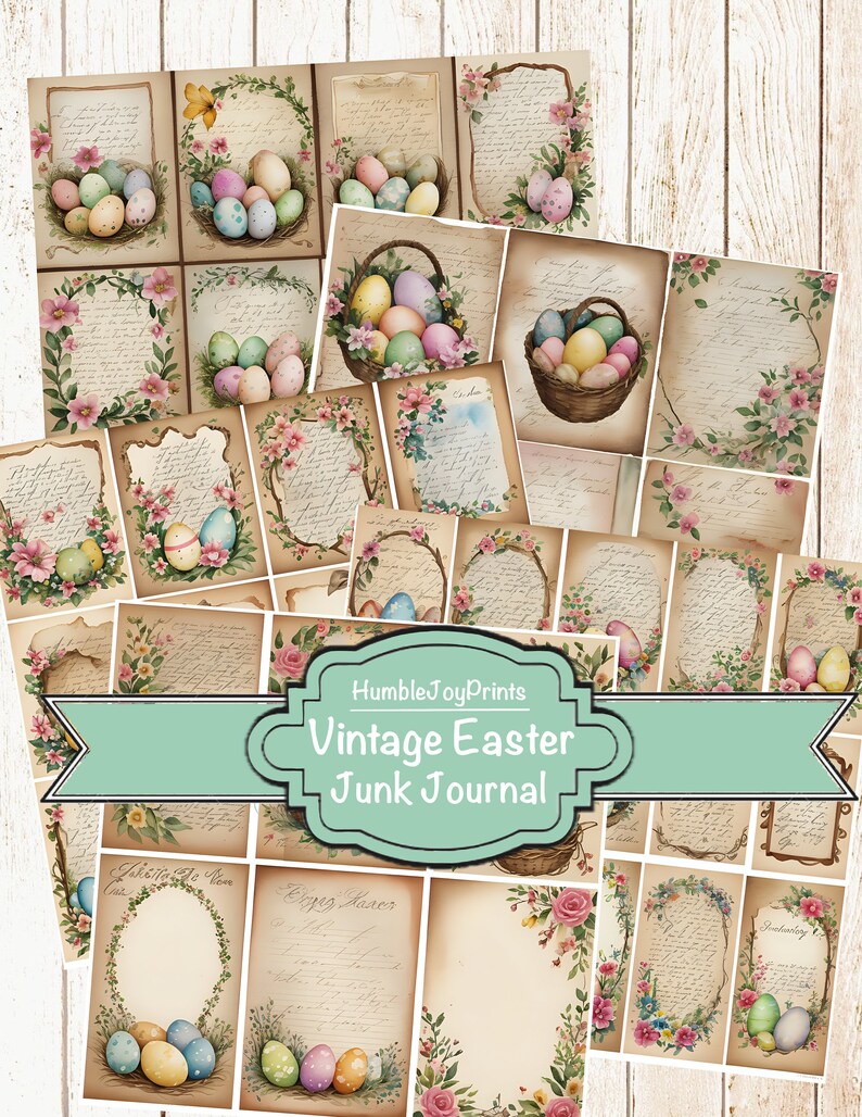 Vintage Spring Journaling Cards, Easter Printable, Easter Bunny, Spring ...