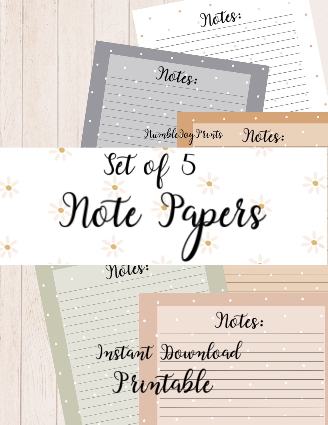 Note Papers Printable Instant Download, Paper Bundle, Planner Notes ...