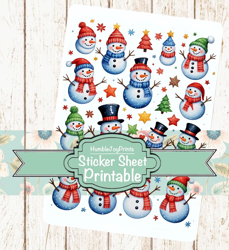 Printable Sticker Sheet, Snowmen Printable, Christmas Stickers, Junk ...
