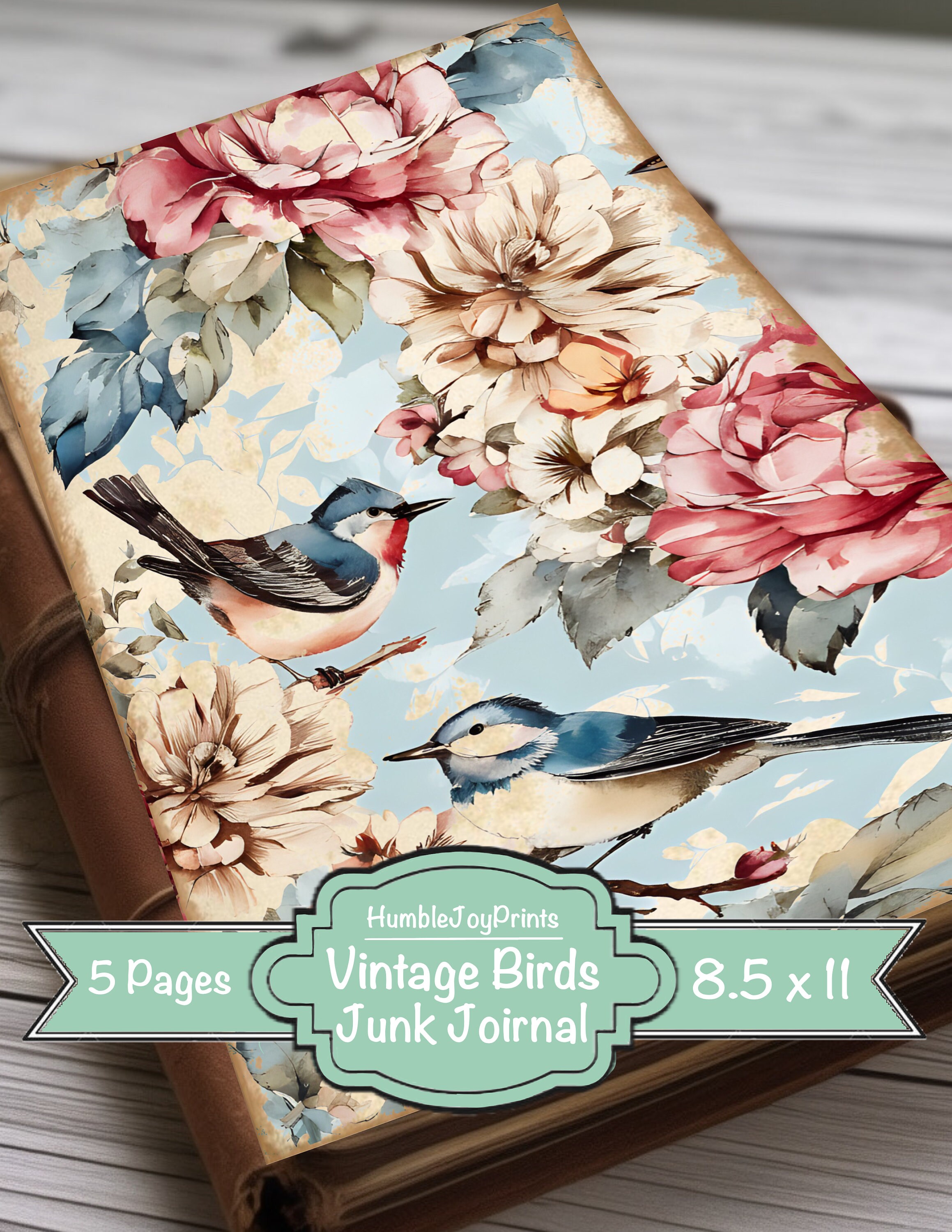 Vintage Birds Junk Journal Kit, Printable Journal Kit, Shabby Chic ...