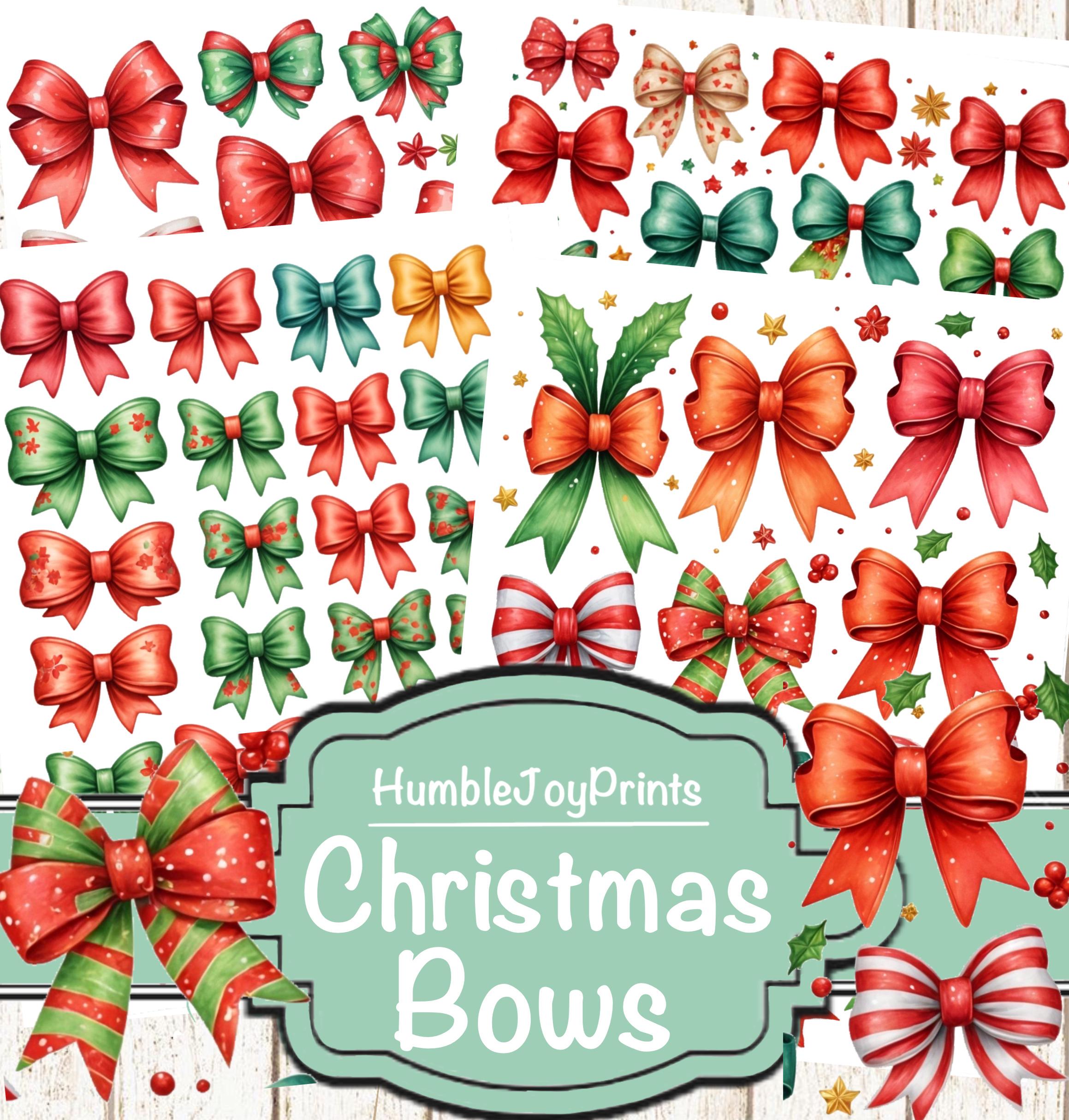 Christmas Bows Fussy Cuts Printable, Ephemera, Junk Journal, Scrapbook ...