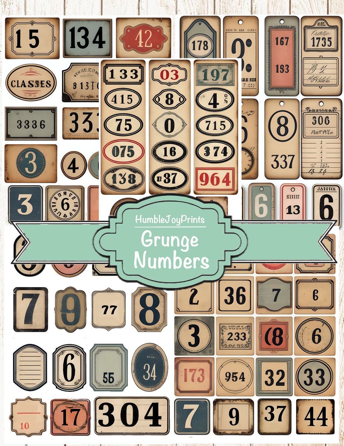 Grunge Industrial Number Tags Printable, Grunge Labels, Vintage ...