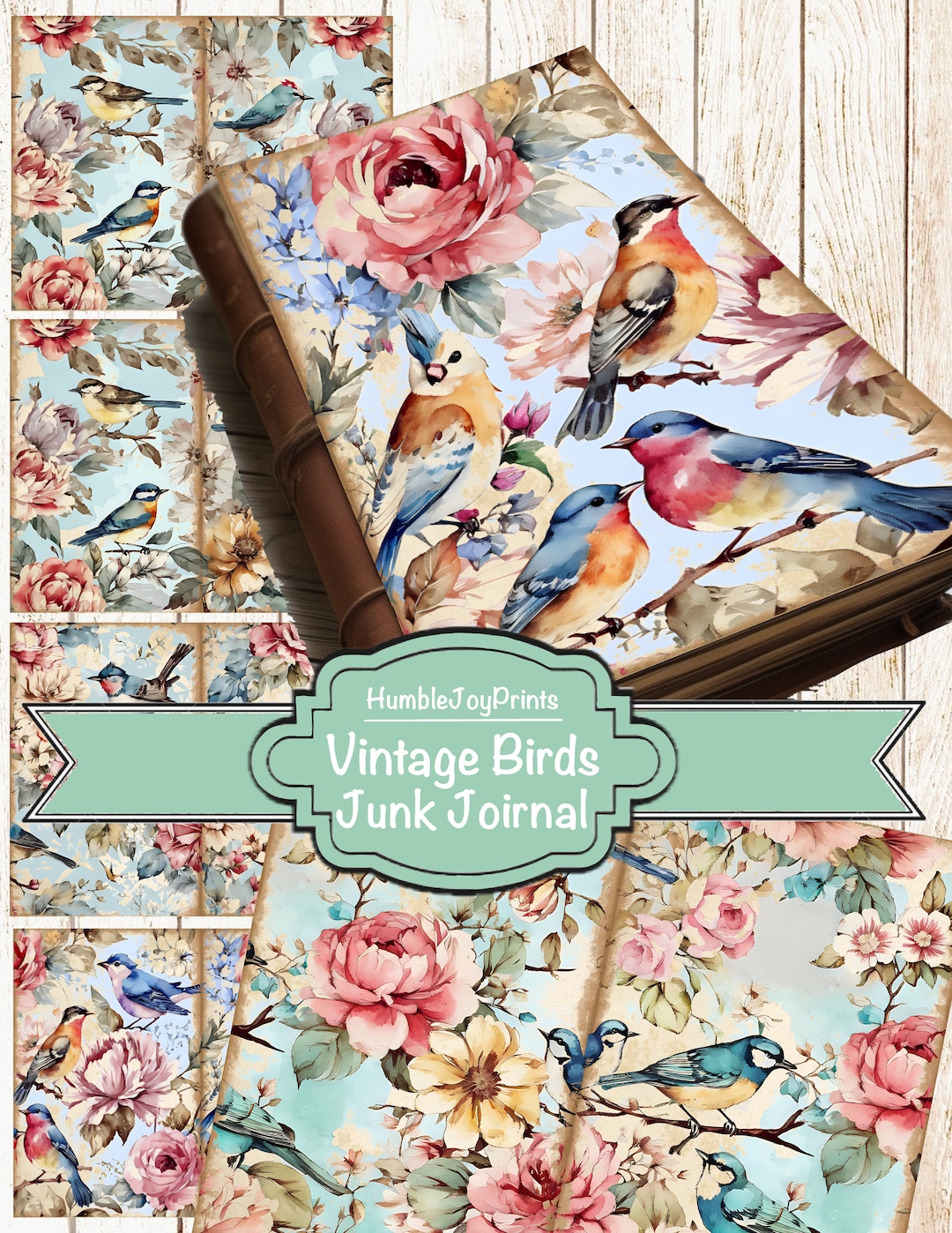 Vintage Birds Junk Journal Kit, Printable Journal Kit, Shabby Chic ...
