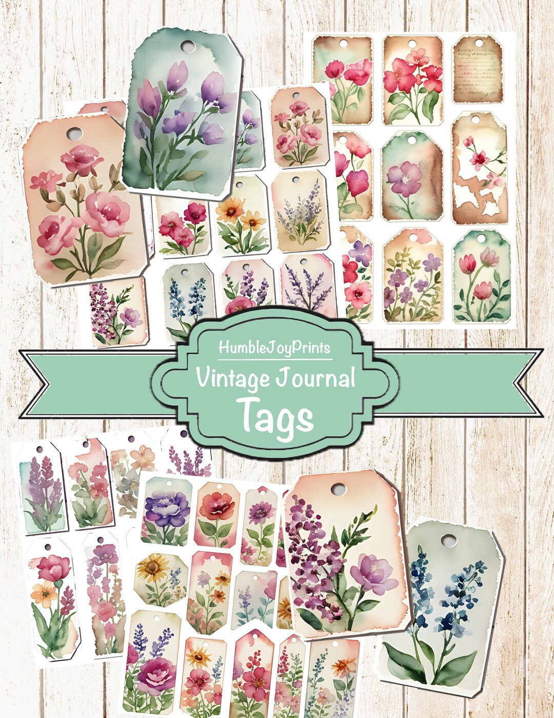 Vintage Journal Tags Printable, Tags, Junk Journal, Scrapbook Printable ...