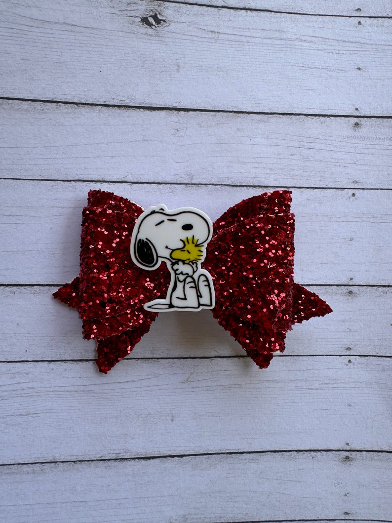 Snoopy Faux Leather Hair Bow - Etsy