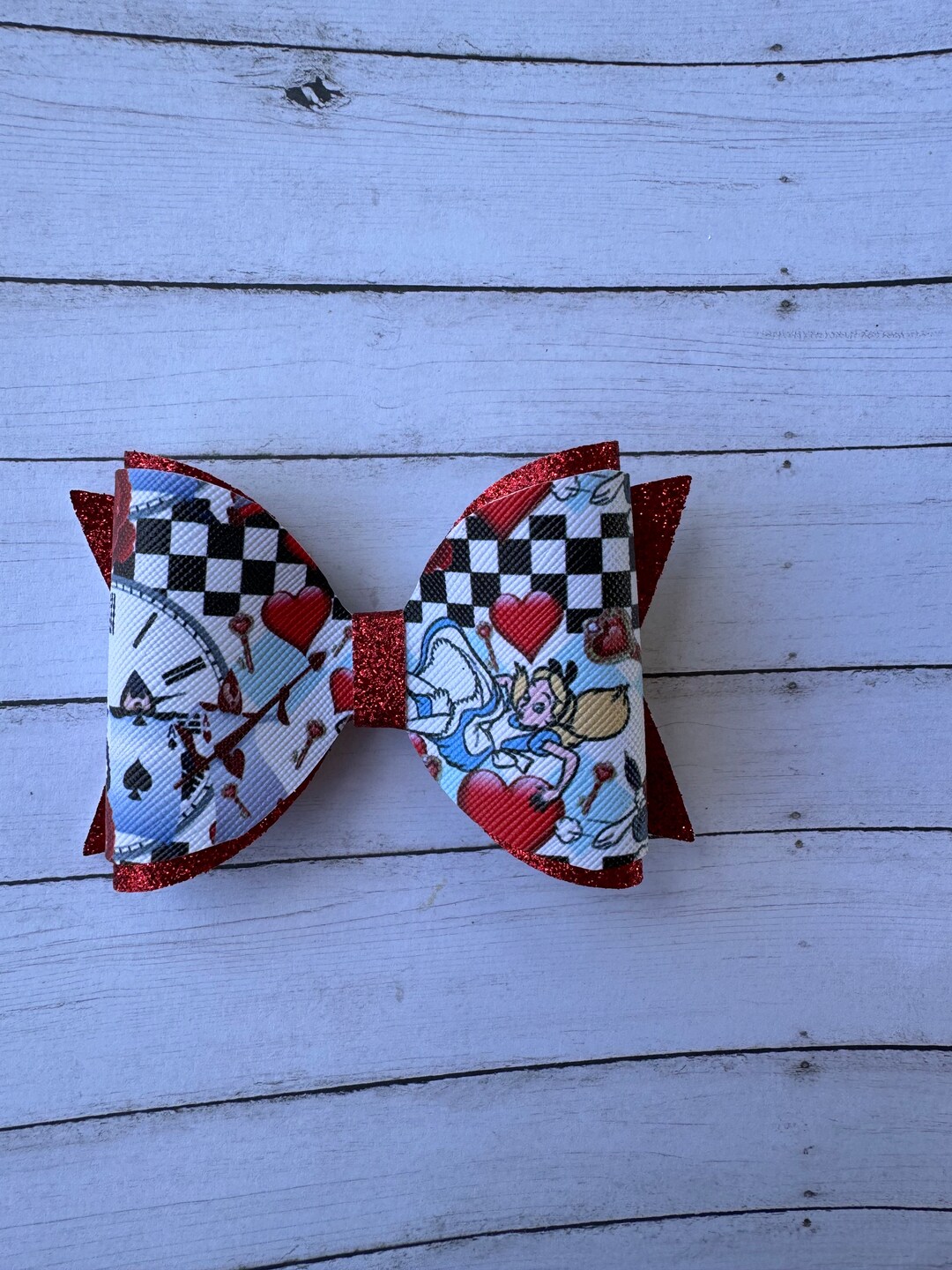 Alice in Wonderland Faux Leather Hair Bow - Etsy