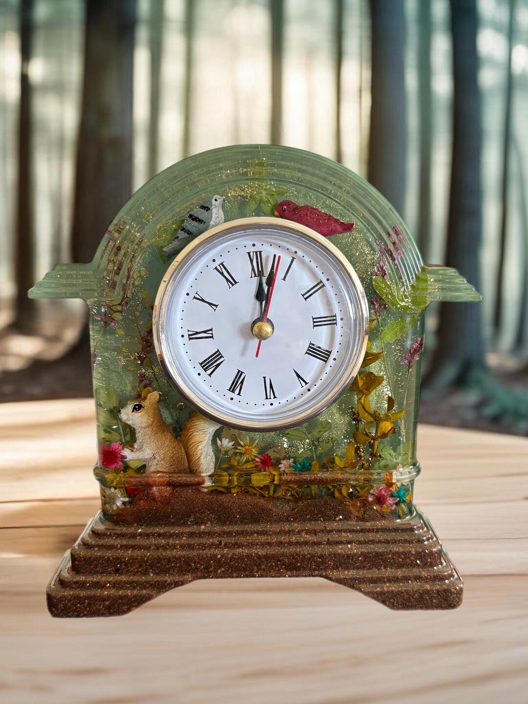Desk Clock, Mantel Clock, Resin Clock, Gift, Decor, Table Clock, Art ...
