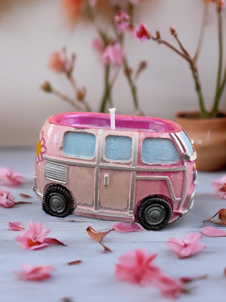 Pink Flower VW Bus Candle: Vw Bus, Vw, Hippie Bus, Vintage Bus ...