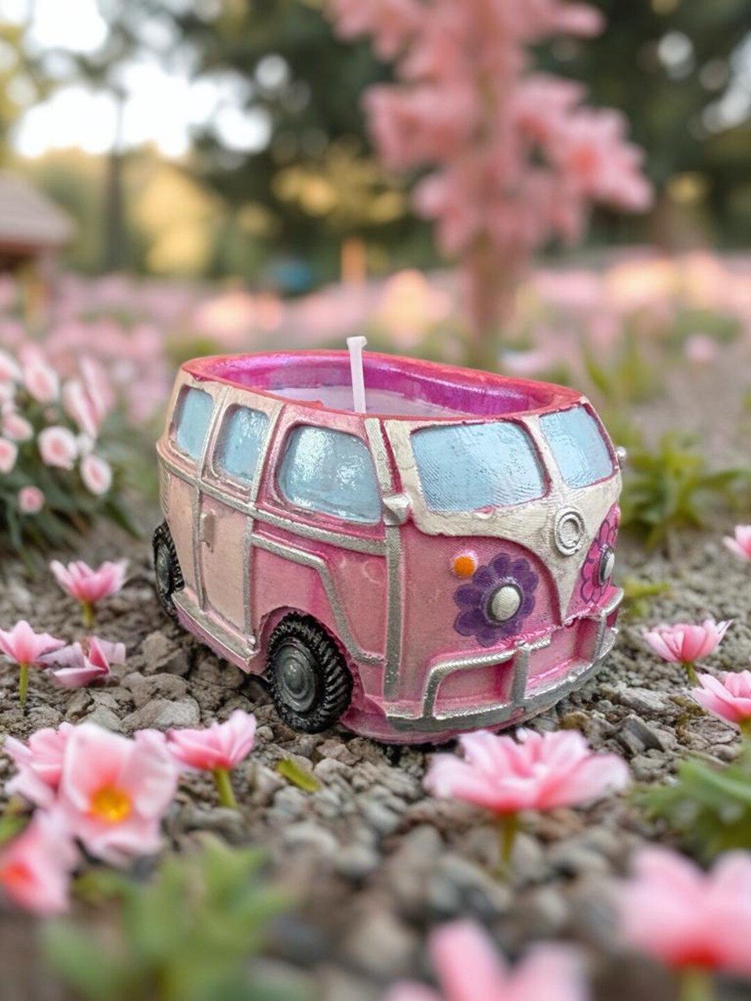 Pink Flower VW Bus Candle: Vw Bus, Vw, Hippie Bus, Vintage Bus ...
