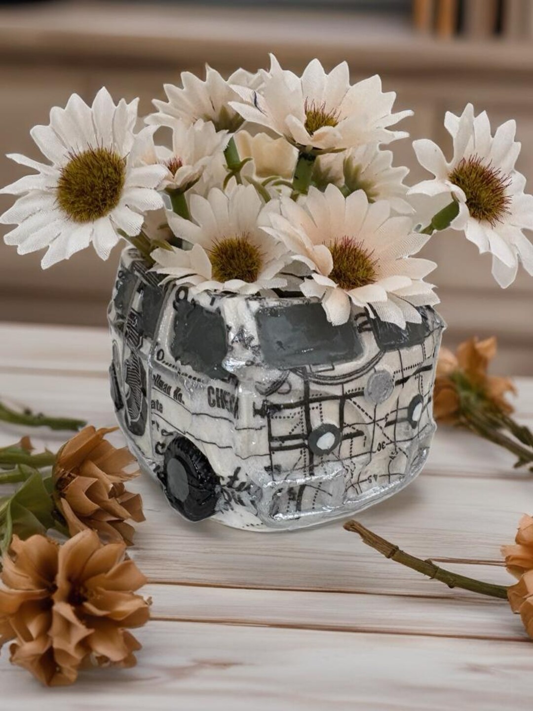 Vw Bus Flower Planter, Vw, Hippie Bus, Vintage Bus, 70s Vintage Decor ...