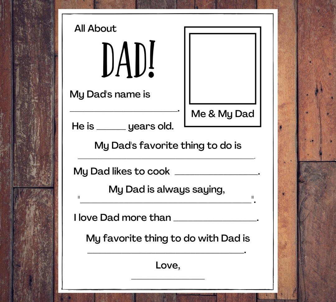 Father's Day Questionnaire Printable - Etsy