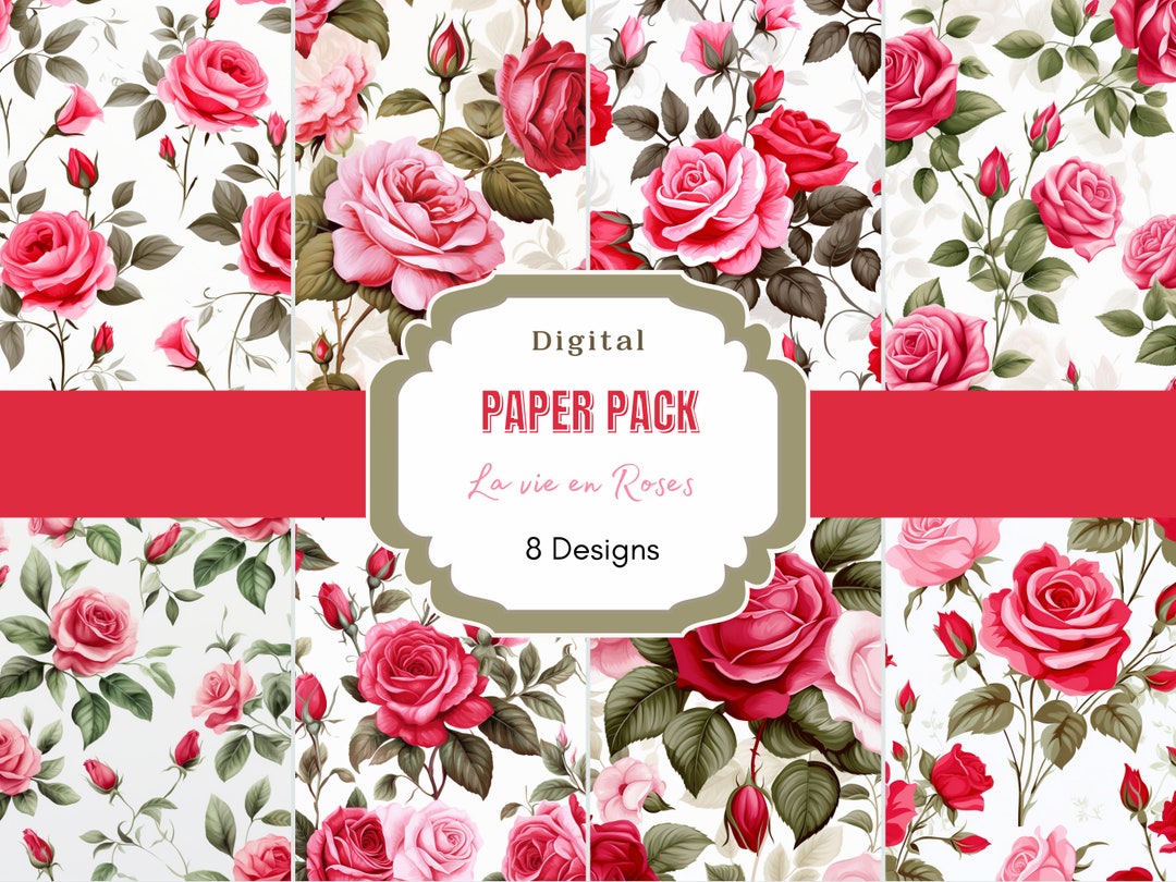 Rose Digital Paper | Digital Backgrounds | Flower Digital Paper ...