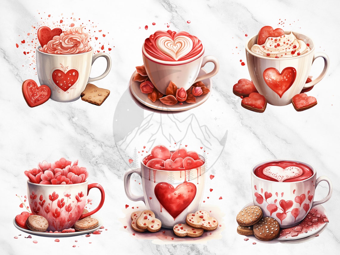 Red Heart Coffee Clipart Coffee Valentines Day Coffee Cups Valentine ...