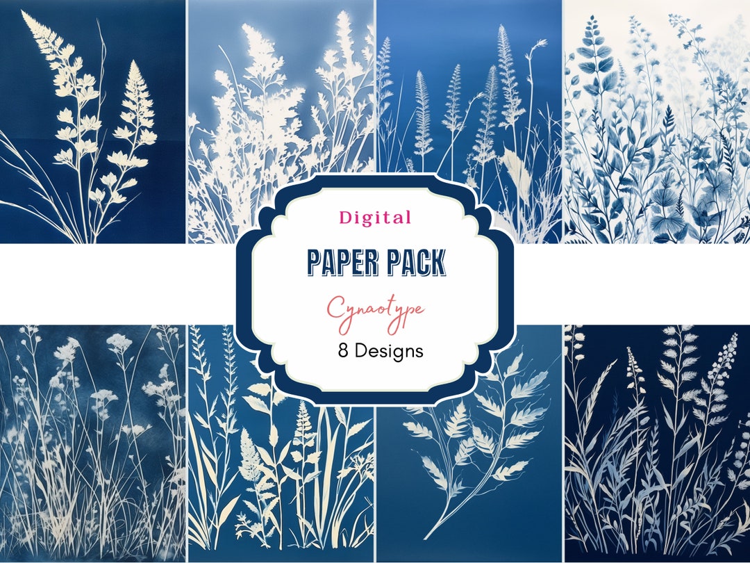 Cyanotype Print Digital Paper | for Invitations | for Scrapbooking ...
