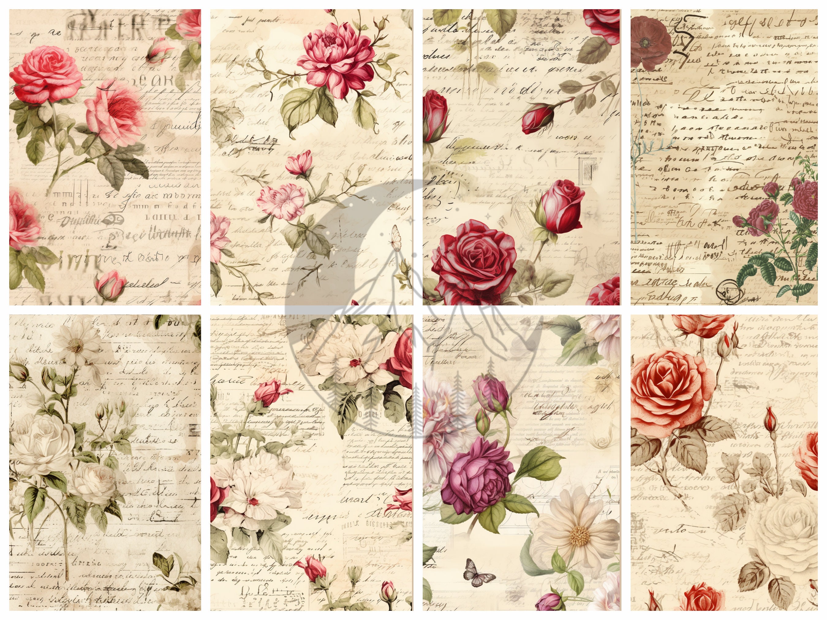 Floral Parchment Letter Digital Paper | Floral Love Letter | Wedding ...